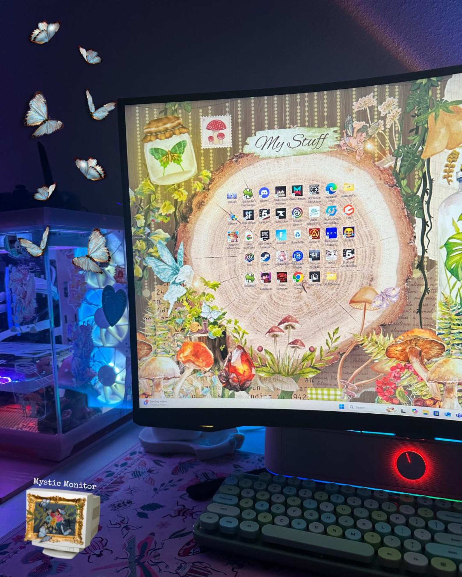 Fairycore Desktop Wallpaper: Whimsical Forest, Mushrooms & Fairies ...