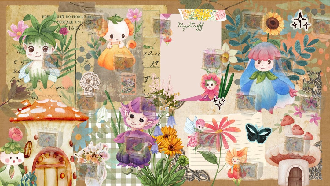 Whimsical Flower Folk Desktop Organizer | Cottagecore Fairycore ...