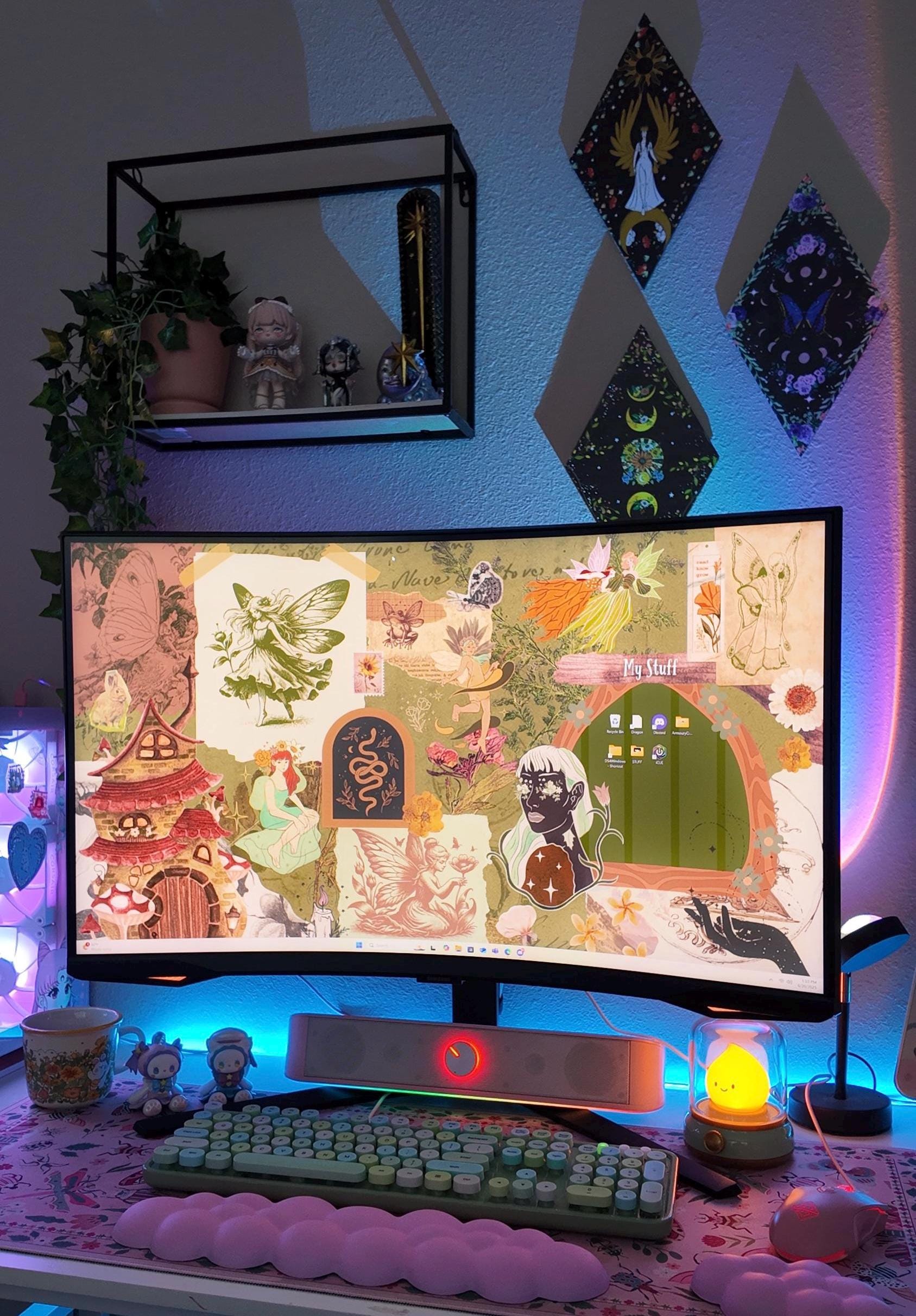 Fairycore Cottagecore Desktop Wallpaper | Digital Fairy Collage ...