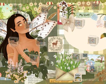 Fairycore Cottagecore Desktop Wallpaper | Digital Fairy Collage ...