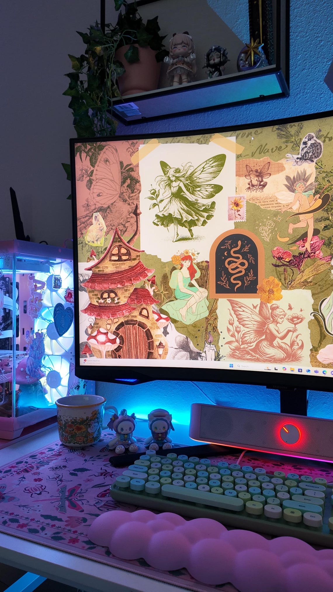 Fairycore Cottagecore Desktop Wallpaper | Digital Fairy Collage ...