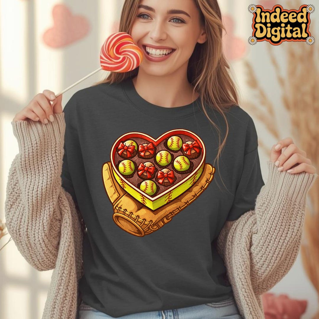 Baseball Valentine PNG | Heart Chocolate Box on Glove Clipart for ...
