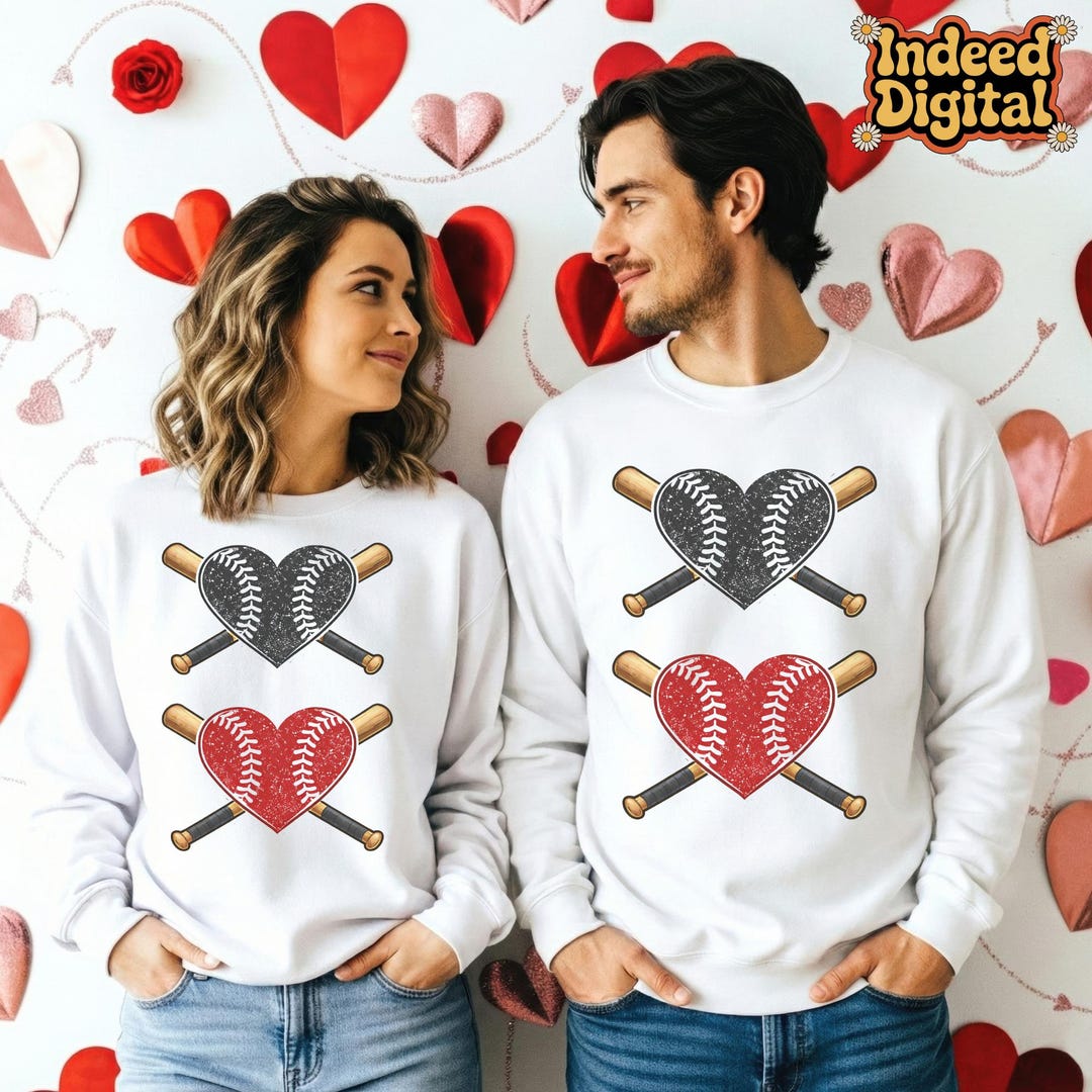 Baseball Heart With Crossed Bats PNG | Valentine Couples Clipart for ...