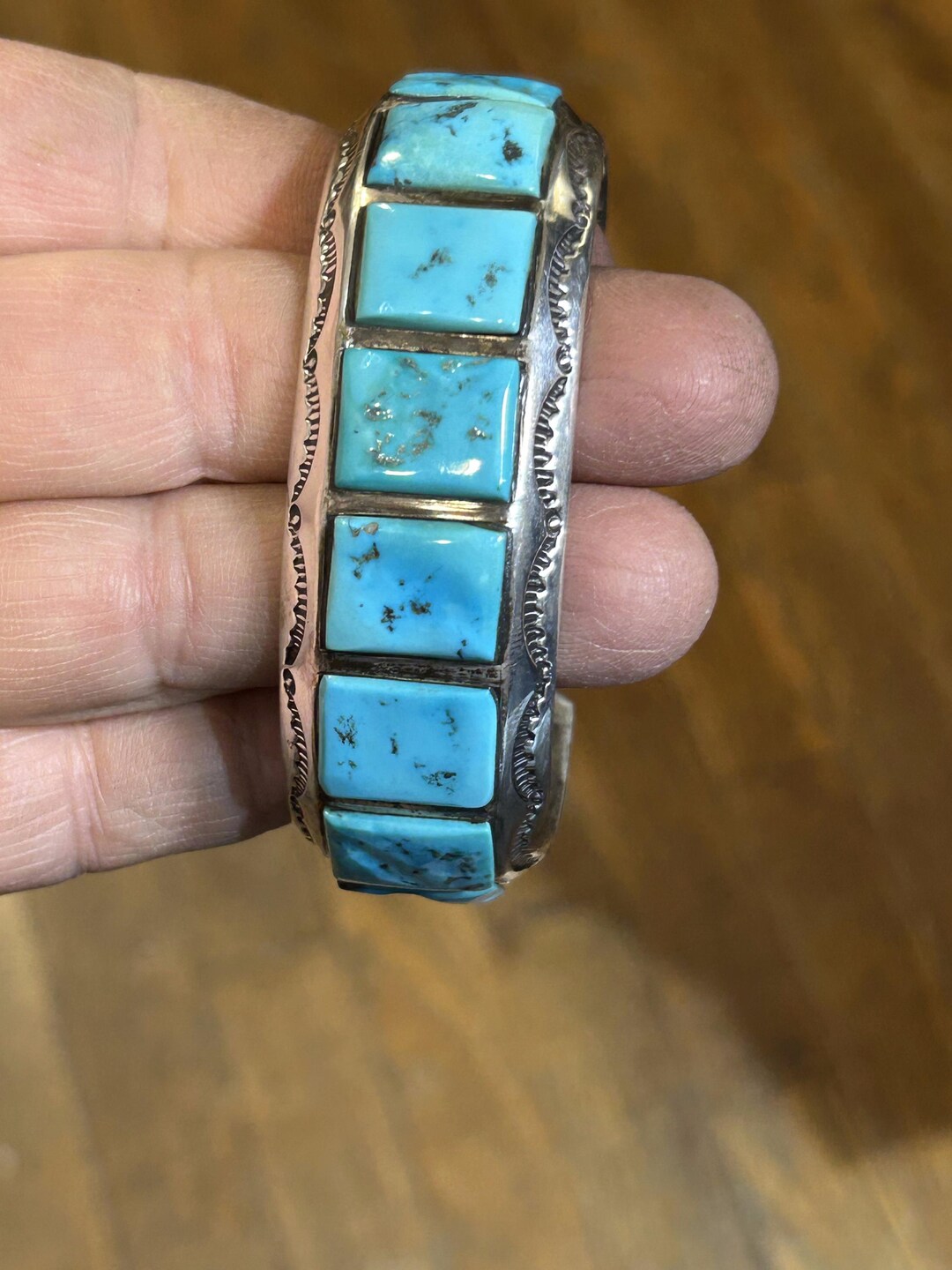 Vintage B. Touchine Turquoise and Sterling Silver Bracelet - Etsy