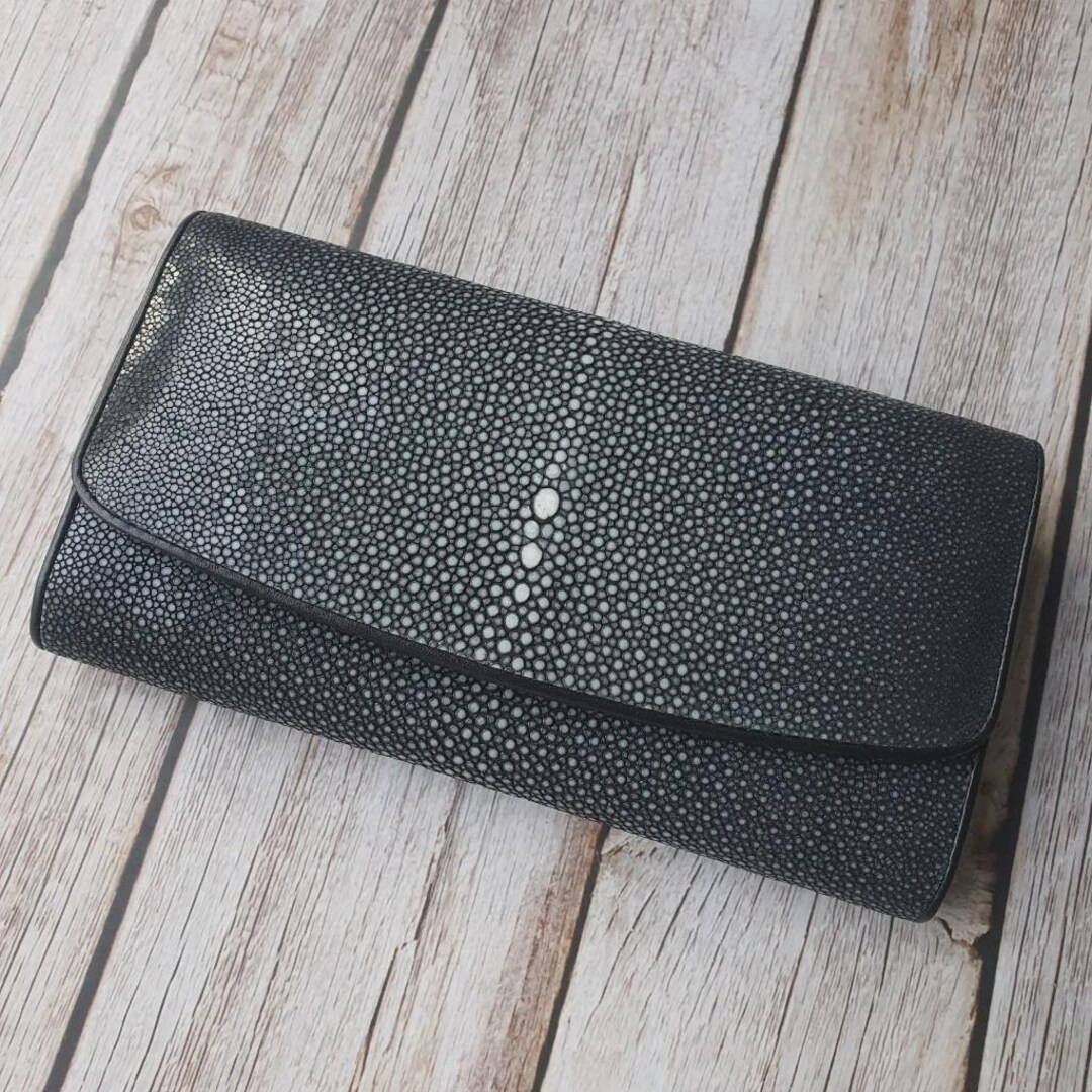 Genuine Polished Stingray Leather Trifold Wallet - Etsy