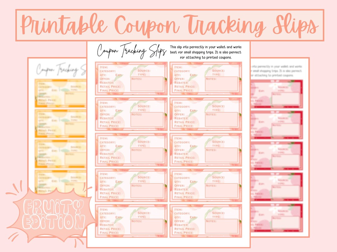 Fruity Coupon Tracker Printable | In-store Savings Log (PDF) - Etsy