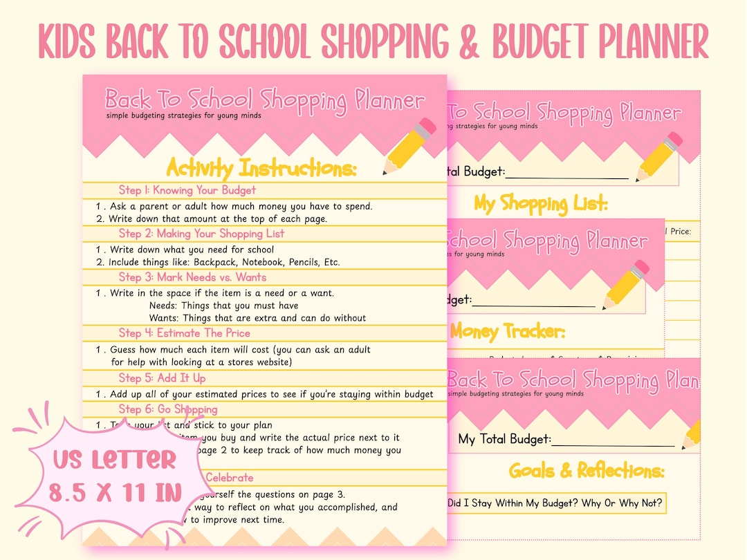 Kids Back to School Budgeting Printable | Fun Money Activity for ...