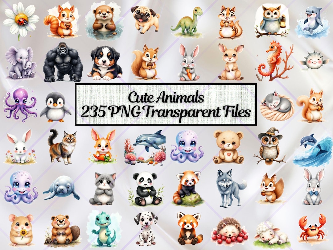Animal Clipart Bundle | 275 PNG Illustrations (digital Download) - Etsy
