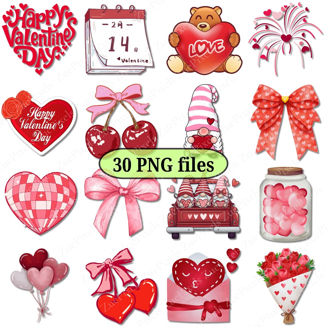 Valentine PNG Clipart - 300 DPI Digital Download for Crafts - Etsy