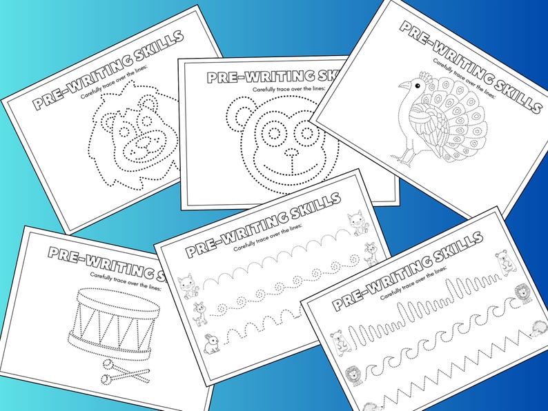 50 Line Tracing Worksheets, Pre-writing Worksheets, Preschool ...