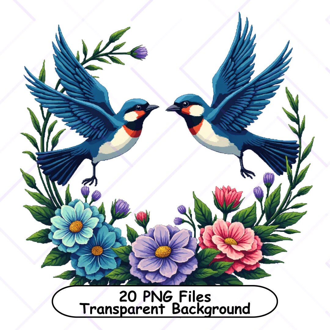 20 Floral Birds Clipart Set | 4096x4096 300 DPI Digital Download for ...