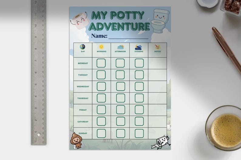 Printable Potty Training Chart for Toddlers - Reward Chart - Cute ...