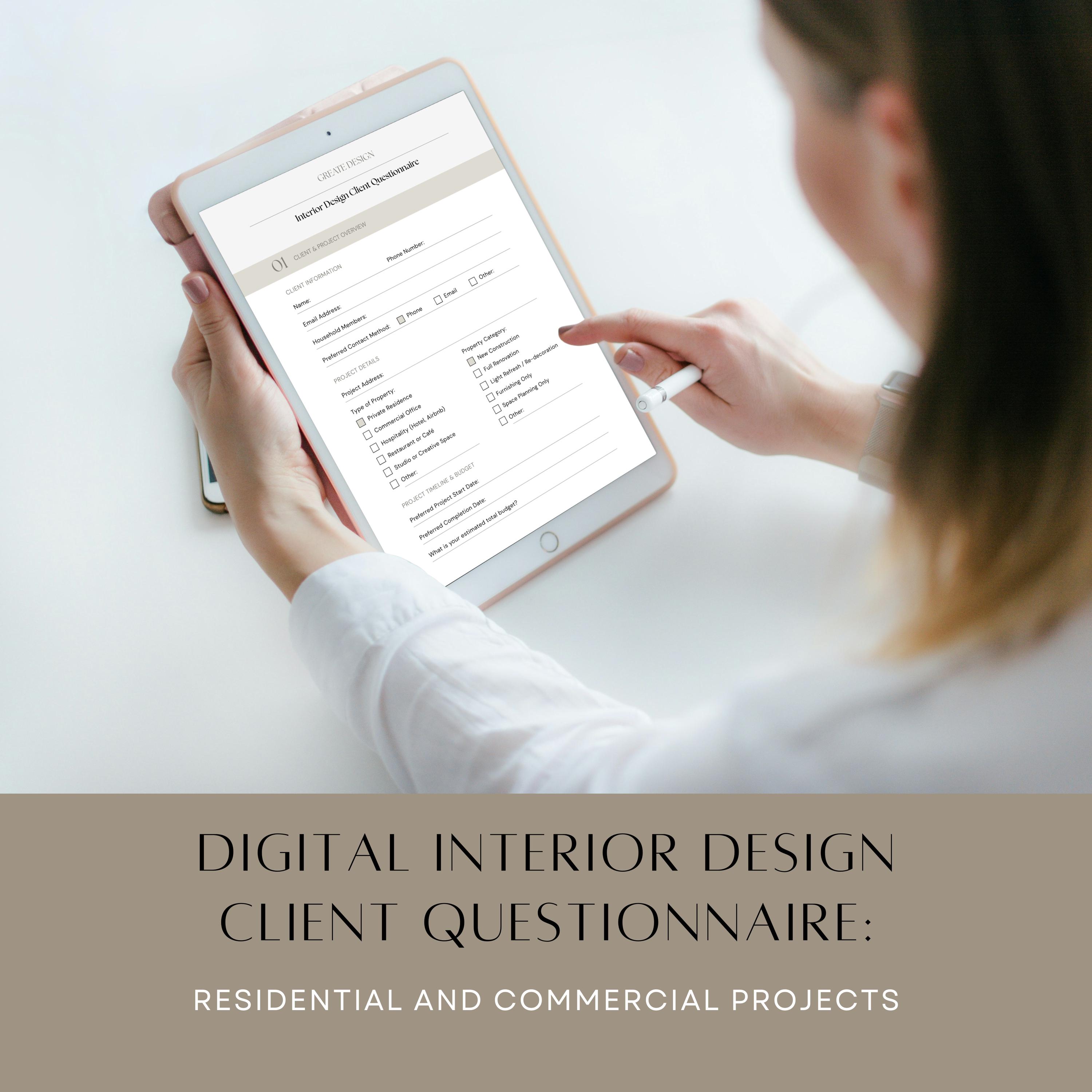 Interior Design Client Questionnaire Template Canva | Digital Intake ...