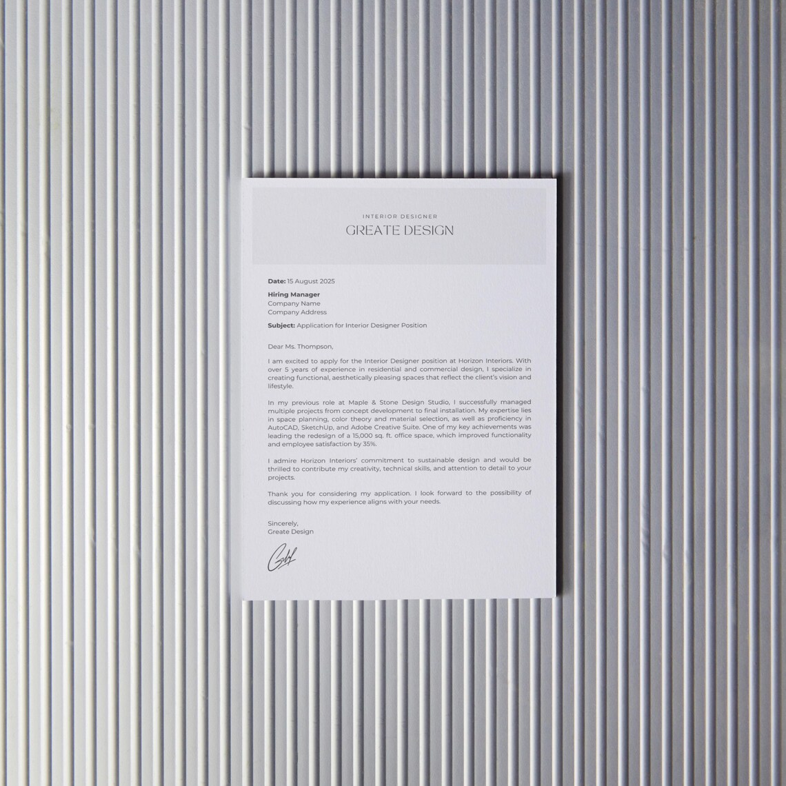 Interior Designer Resume Template + Cover Letter | Modern, Minimalistic ...
