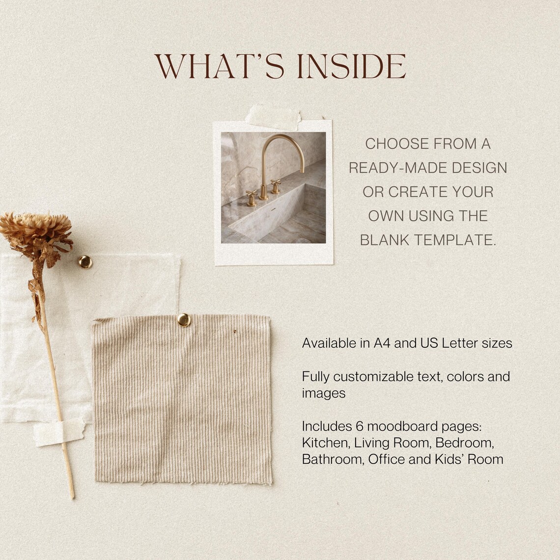 Interior Design Moodboard Template: 6 Rooms, Canva Editable (digital ...