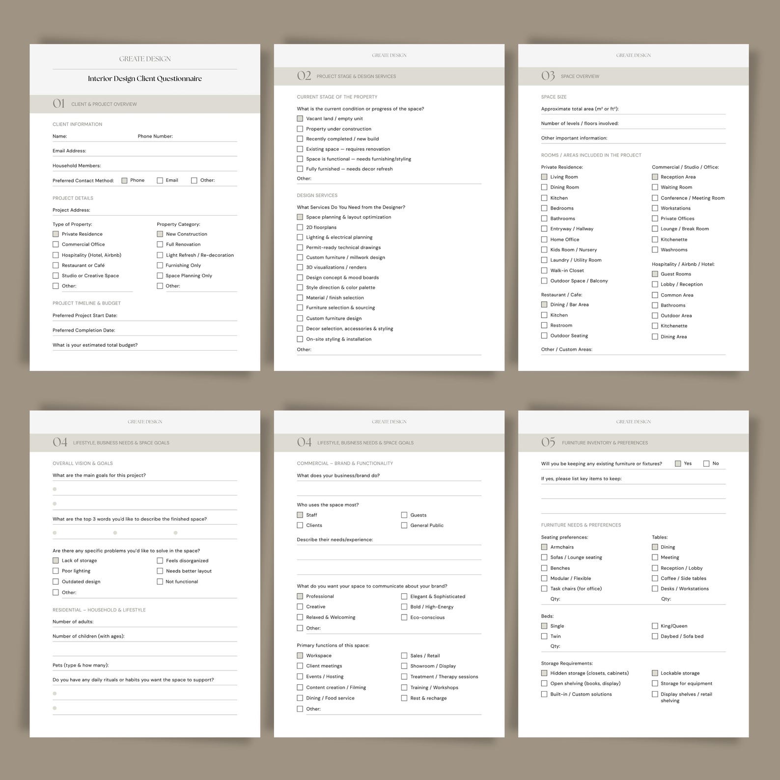 Interior Design Client Questionnaire Template Canva | Digital Intake ...