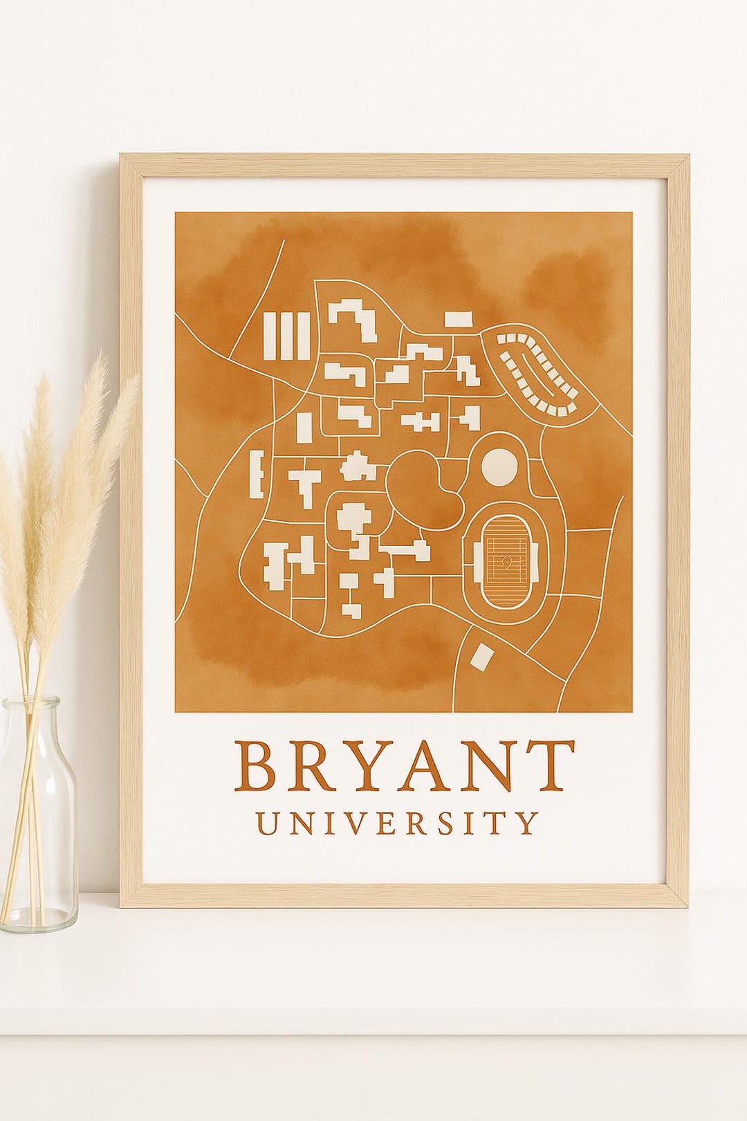 Bryant University Map Digital Wall Art - Etsy
