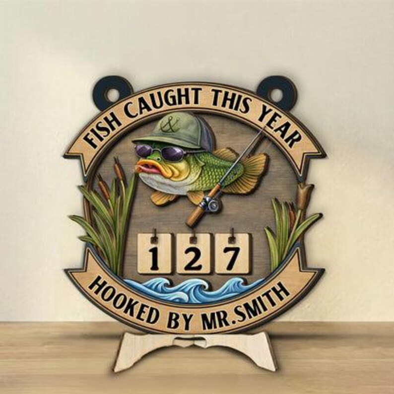Personalized Fish Caught This Year Sign, Custom Name Fisher Tracker ...