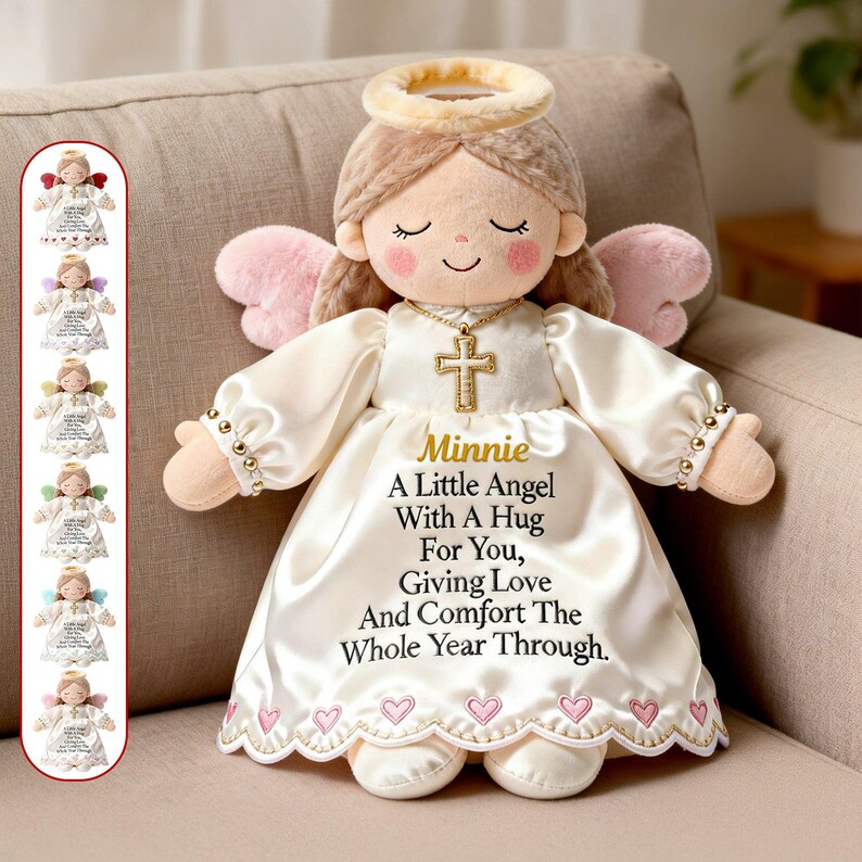 Personalized Guardian Angel Shape Pillow, Custom Name Guardian Angel ...