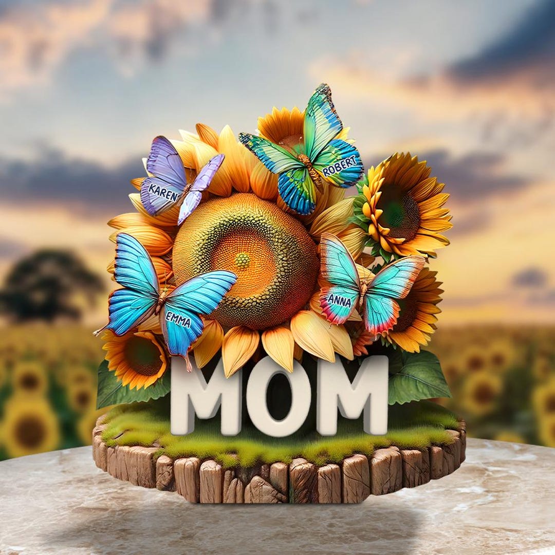 Personalized Sunflower Mom 2D Flat Acrylic Plaque, Custom Name Mommy ...