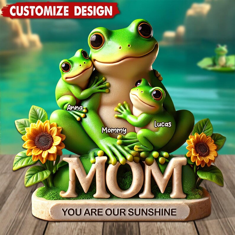 Personalized Frog Mom 2D Flat Acrylic Plaque, Custom Name Mommy and ...