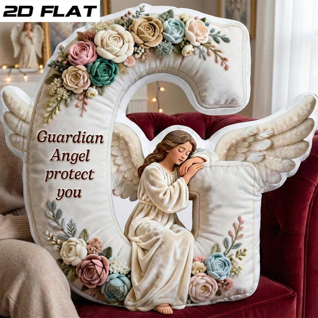 Personalized Guardian Angel Alphabet Shape Pillow, Custom Name Guardian ...
