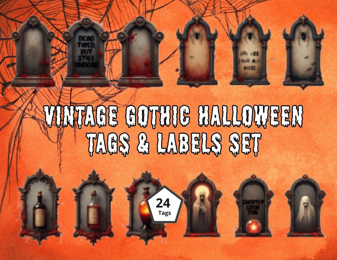 Vintage Gothic Halloween Tags and Labels - Etsy