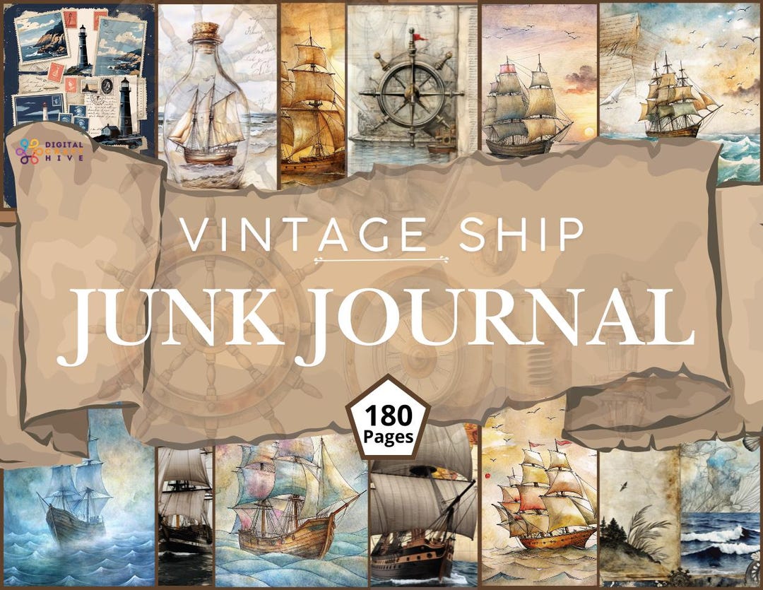 Vintage Ship Junk Journal | 180 Printable Sea Pages | Nautical ...