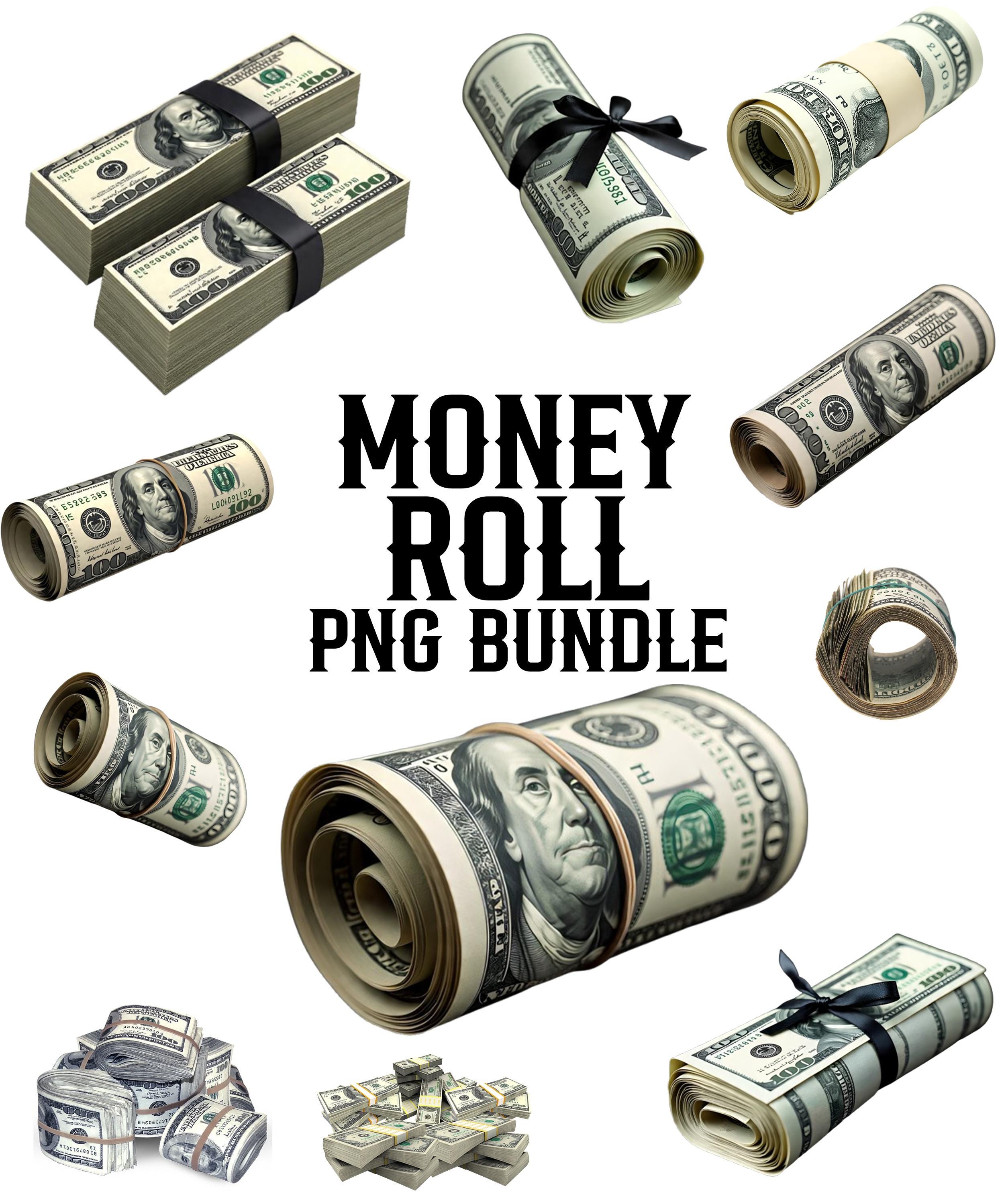 Money Roll PNG Bundle | Cash Clipart Dollars | Realistic Money Roll ...