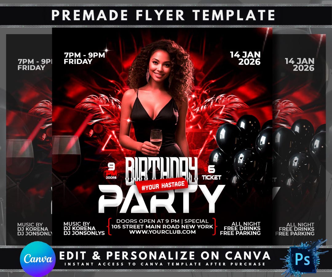 Red Party Flyer, Club Flyer, Stripper Party Flyer, Party Invitation ...