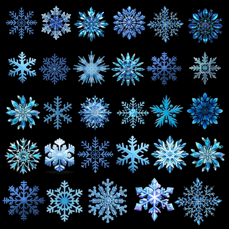50 Snowflakes Clipart - Blue Snowflakes -snowflake SVG, PNG, DXF Images ...