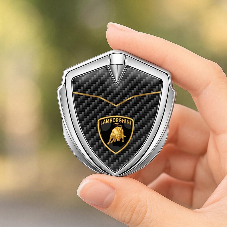 Lamborghini Custom Metal Frame Sticker – Glossy Silicone Emblem Badge ...