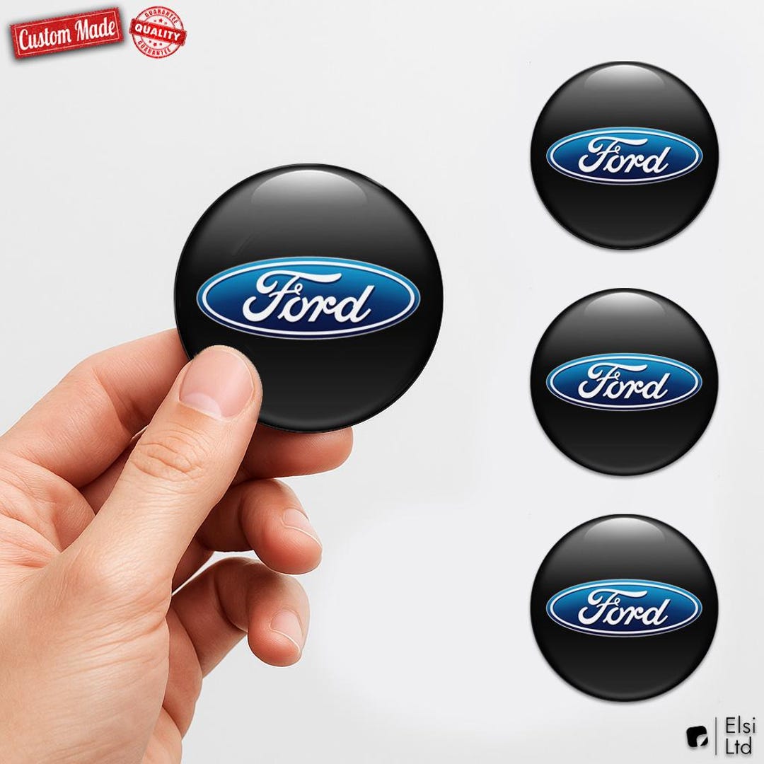 Ford Custom Wheel Cap Stickers – 3D Domed Resin Car Hubcap Decals ...