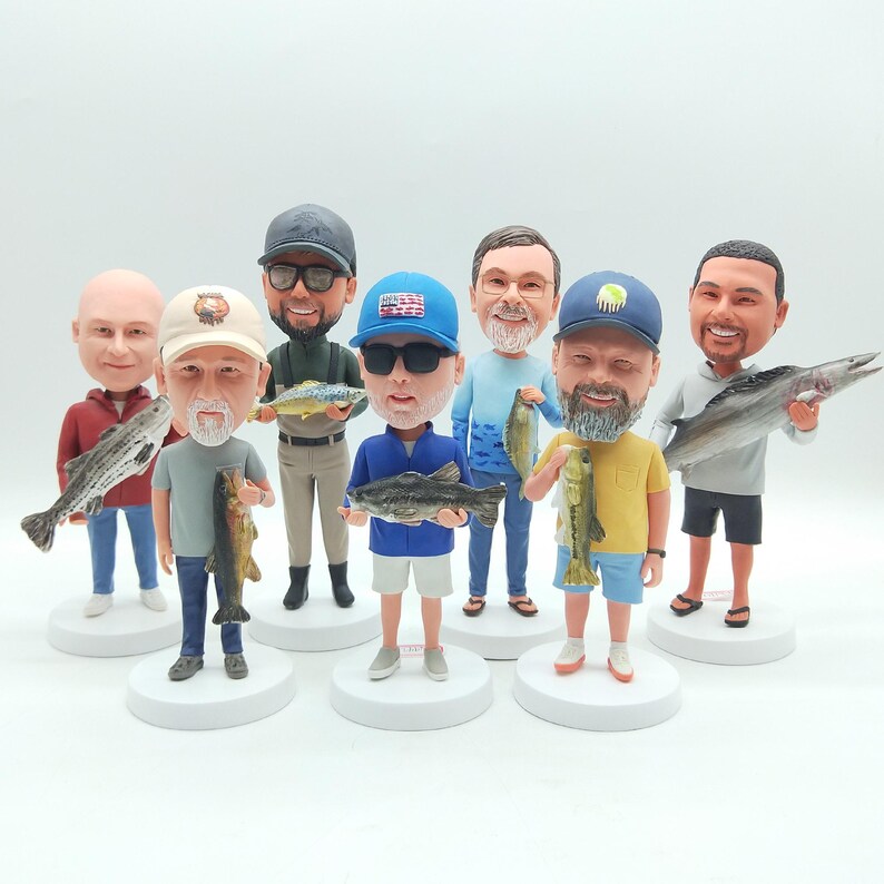 Customized Fishing Bobblehead Doll, Fishing Expert Clay 3D Statue ...