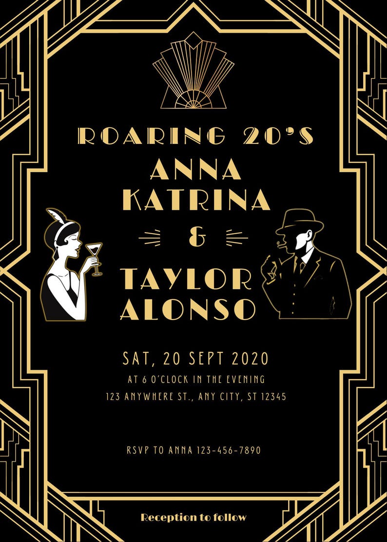 Roaring 20s Party Invitation|1920s Gatsby Theme| Editable Digital ...