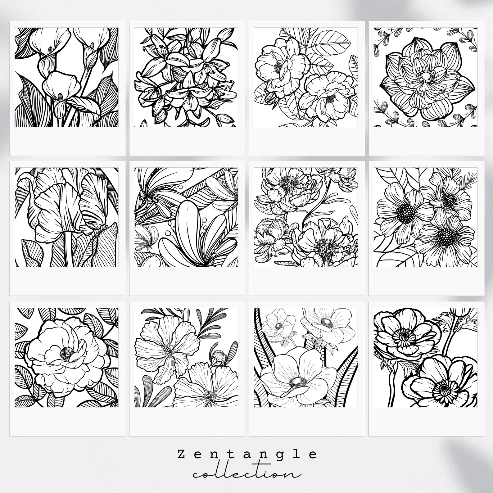 Zentangle Flowers Coloring Book | Abstract Floral Doodle Art | Adults ...