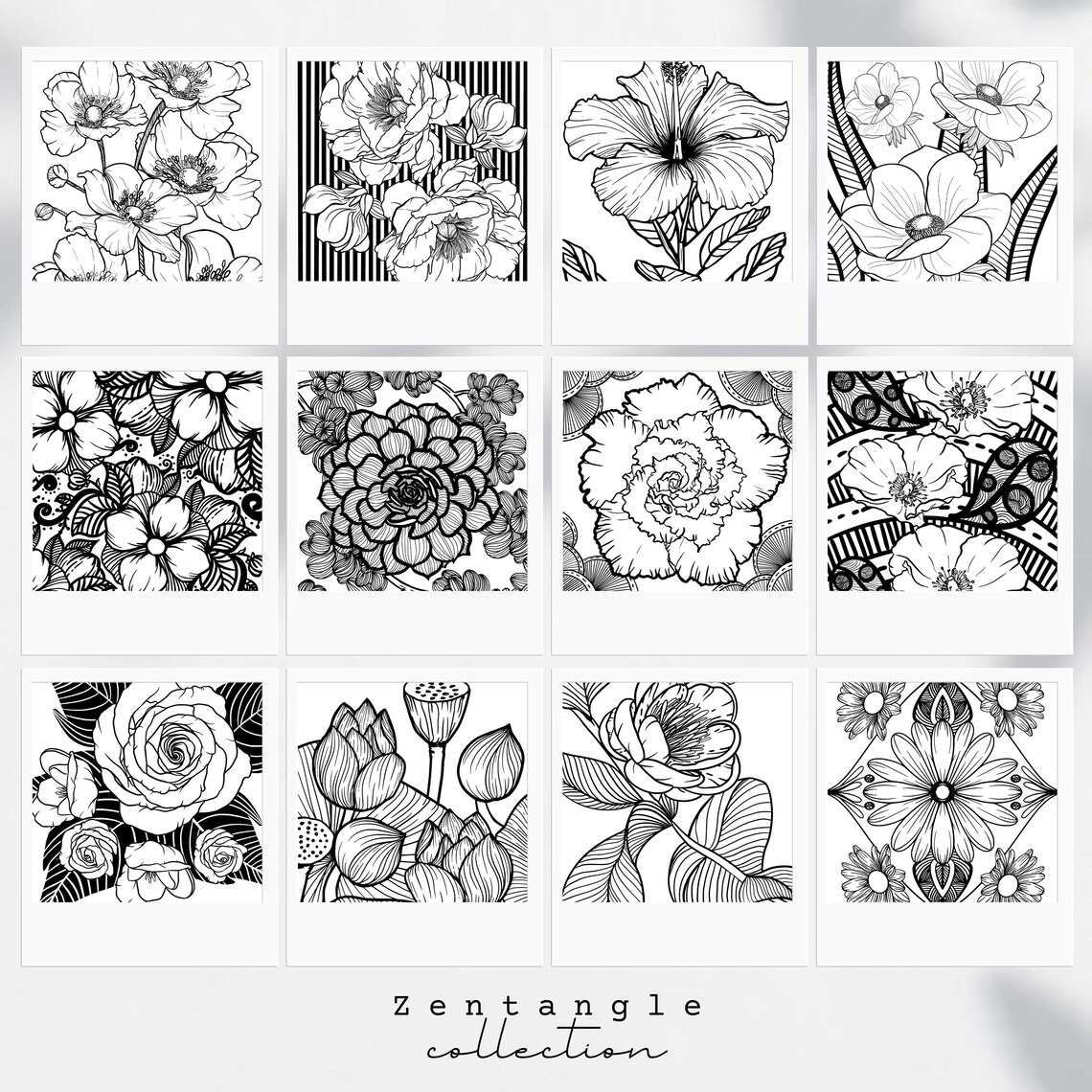 Zentangle Flowers Coloring Book | Abstract Floral Doodle Art | Adults ...