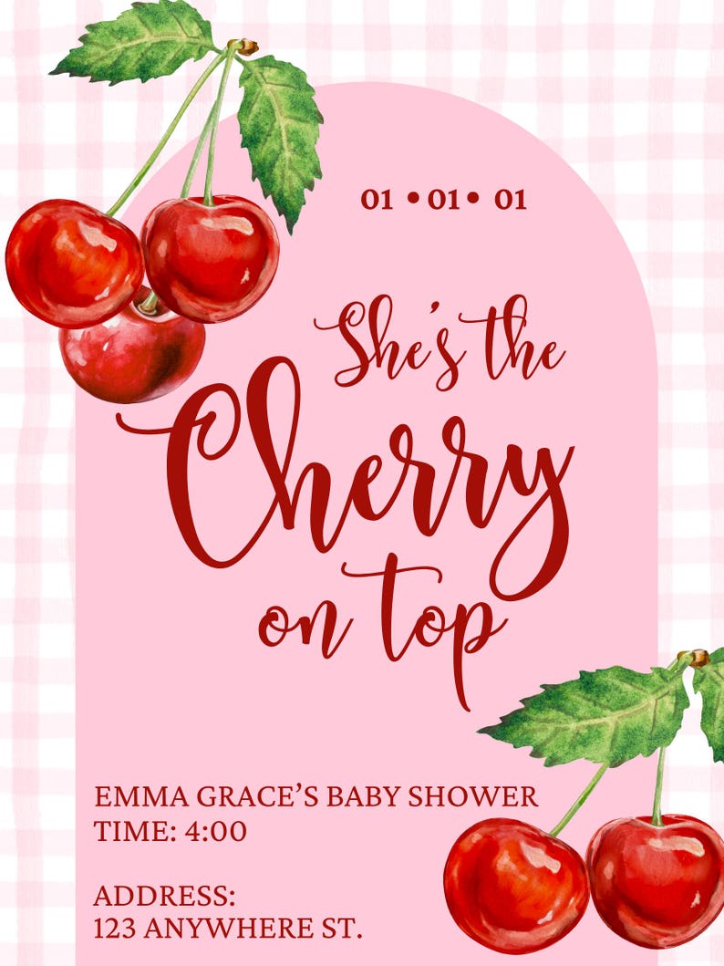 She's the Cherry on Top Baby Shower Invitation, Baby Shower Invitation ...