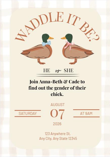 Waddle It Be? Gender Reveal Invitation - Etsy