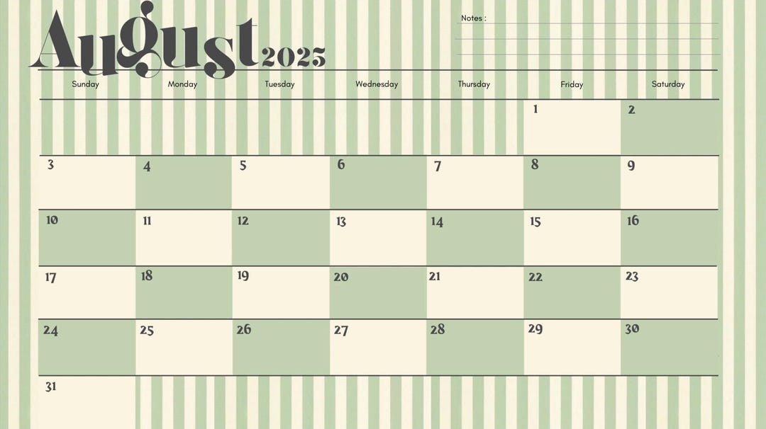 August 2025 Digitalcalendar Planner - Etsy