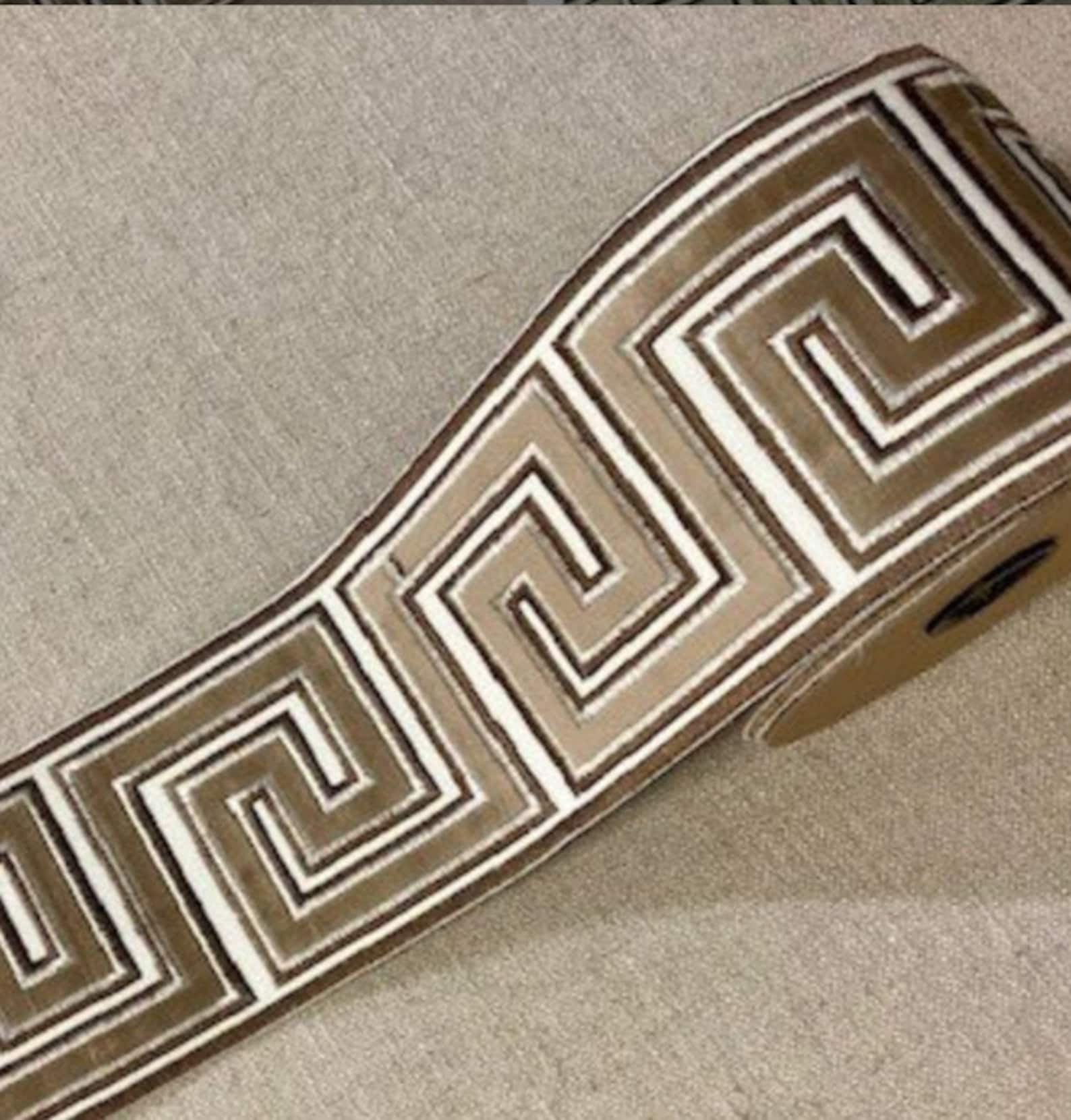 Velvet Greek Key Curtains, Velvet Trimmed Greek Key Curtains, Wide ...