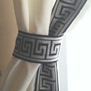 Greek Key Curtains Greek Key Trimmed Curtains Ribbon Trimmed - Etsy