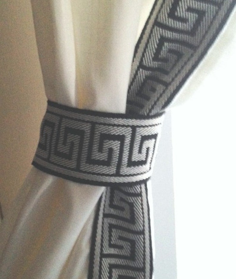 Greek Key Curtains Greek Key Trimmed Curtains Ribbon Trimmed - Etsy