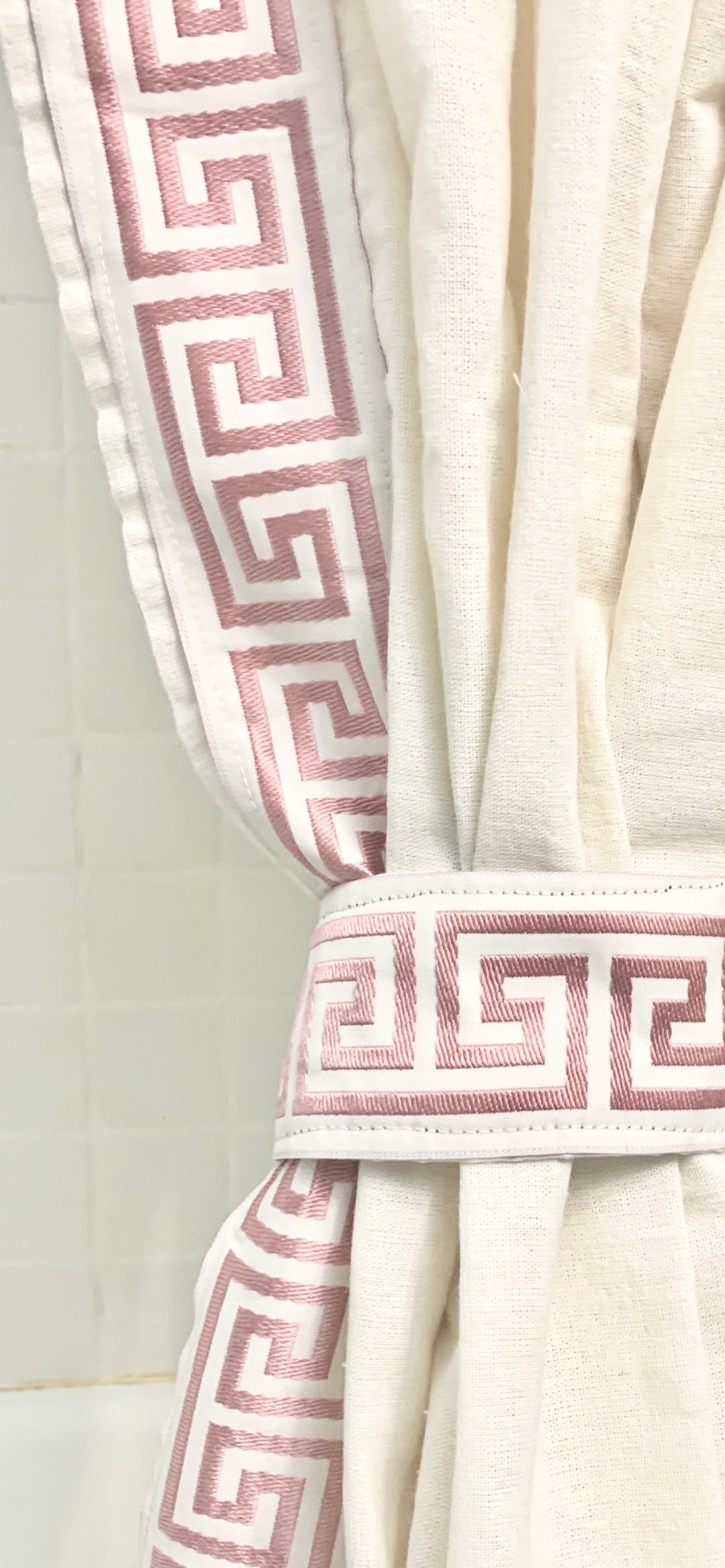 Greek Key Shower Curtain, Greek Key Trimmed Shower Curtain, Greek Key ...