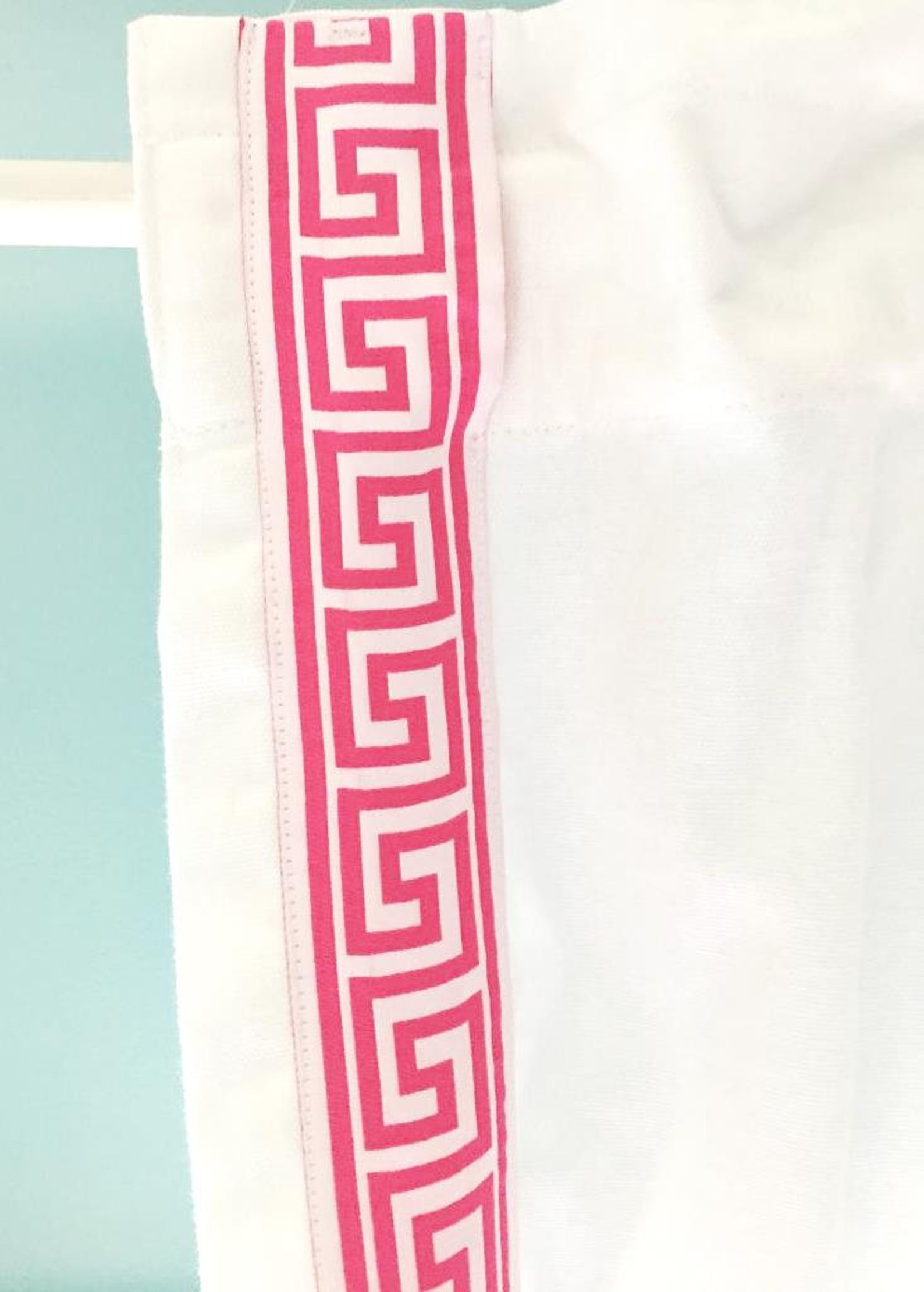 Greek Key Curtains Greek Key Trimmed Curtains Ribbon Trimmed - Etsy