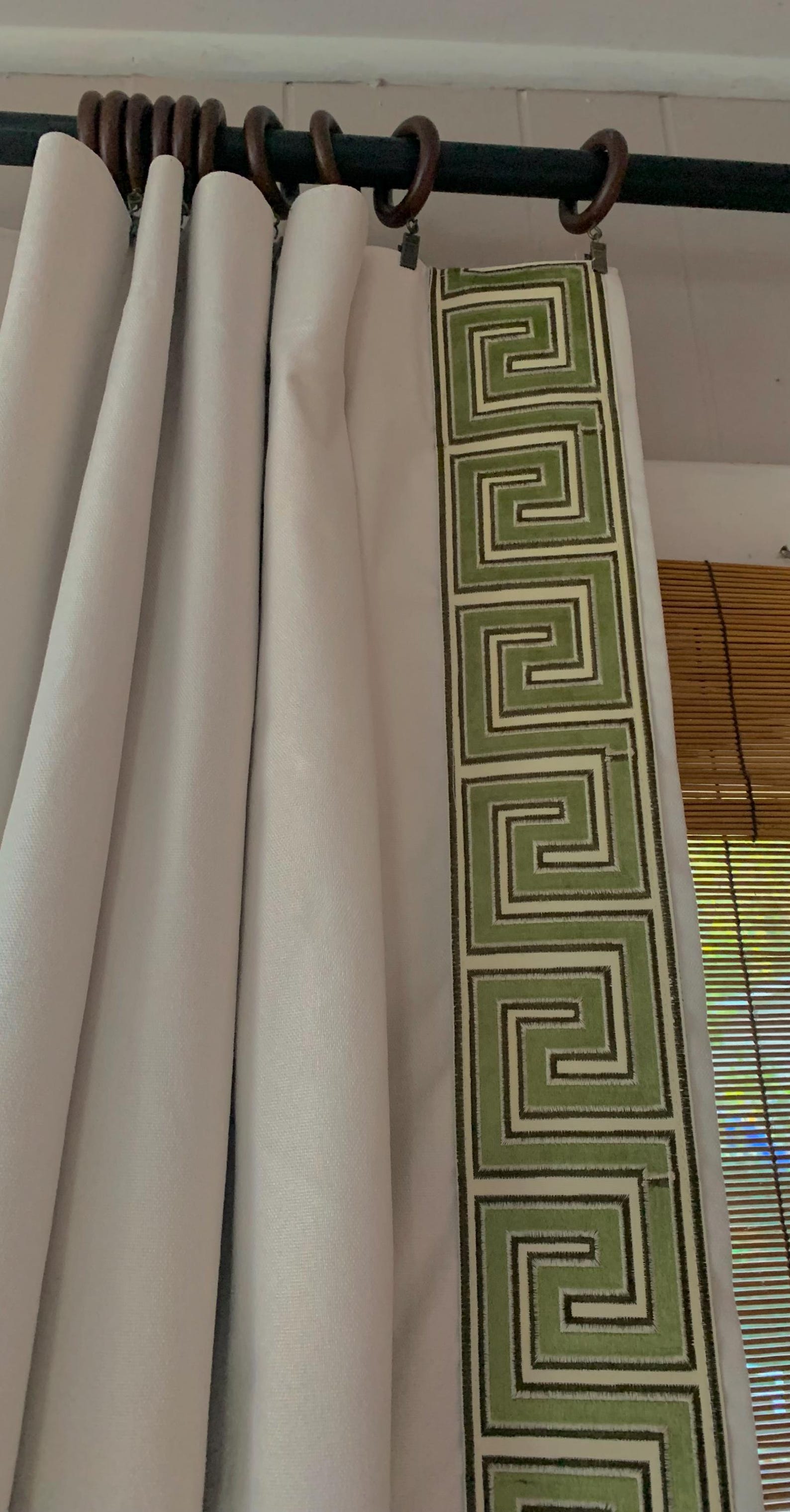 Greek Key Curtains, Velvet Trim Greek Key Curtains, Color Options - Etsy