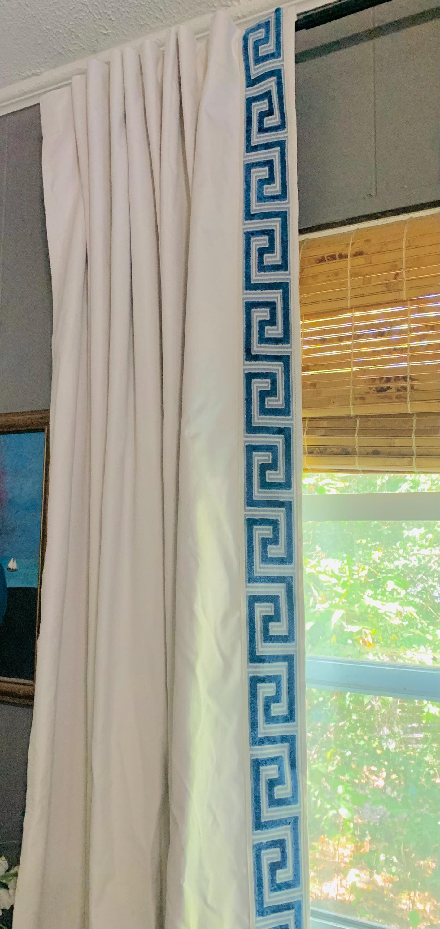 Greek Key Curtains, Velvet Trim Greek Key Curtains, Color Options - Etsy