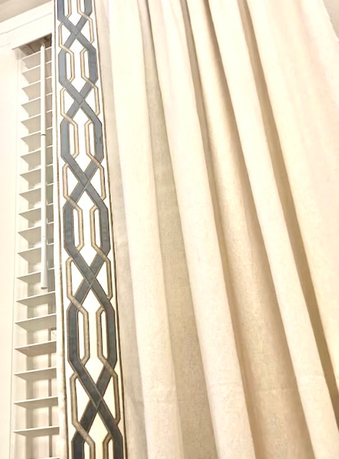 Velvet Chain Trellis Trimmed Curtains, Velvet Border Pleated Curtains ...
