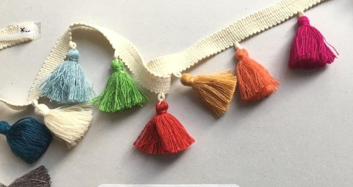 Rainbow Multicolor Tassel Valance - Custom Sizes Available - Etsy