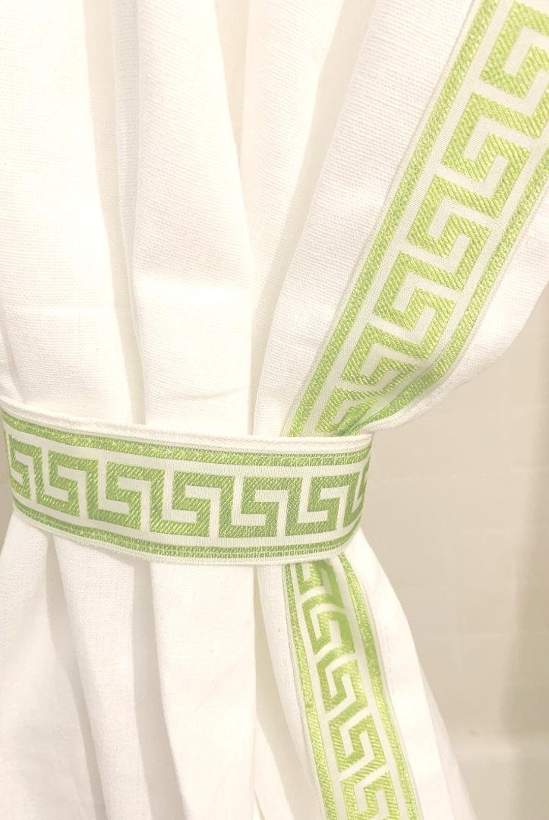 Greek Key Trimmed Shower Curtain, Greek Key Ribbon Shower Curtain ...